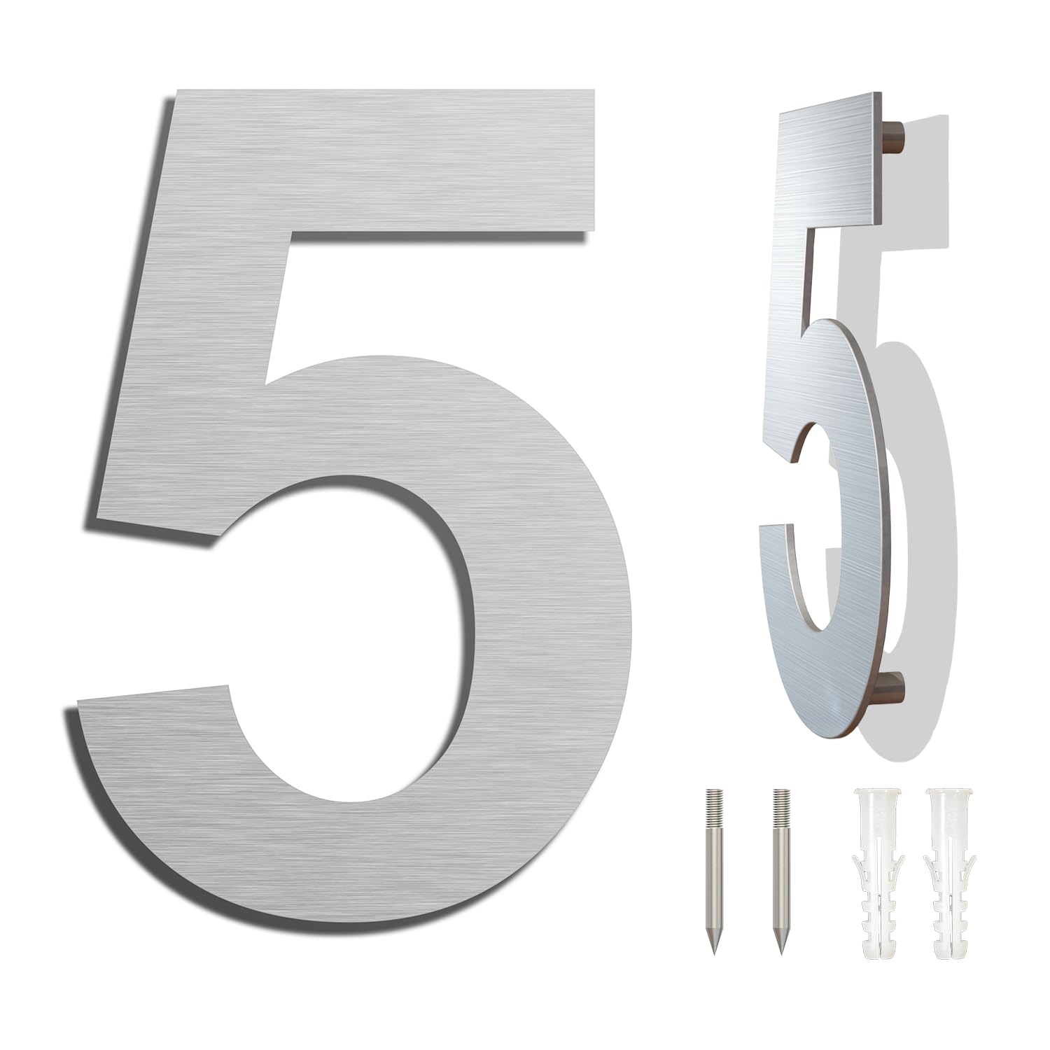 Brushed Modern House Number -4 Inch 102mm Height, Made of Solid 304 ...