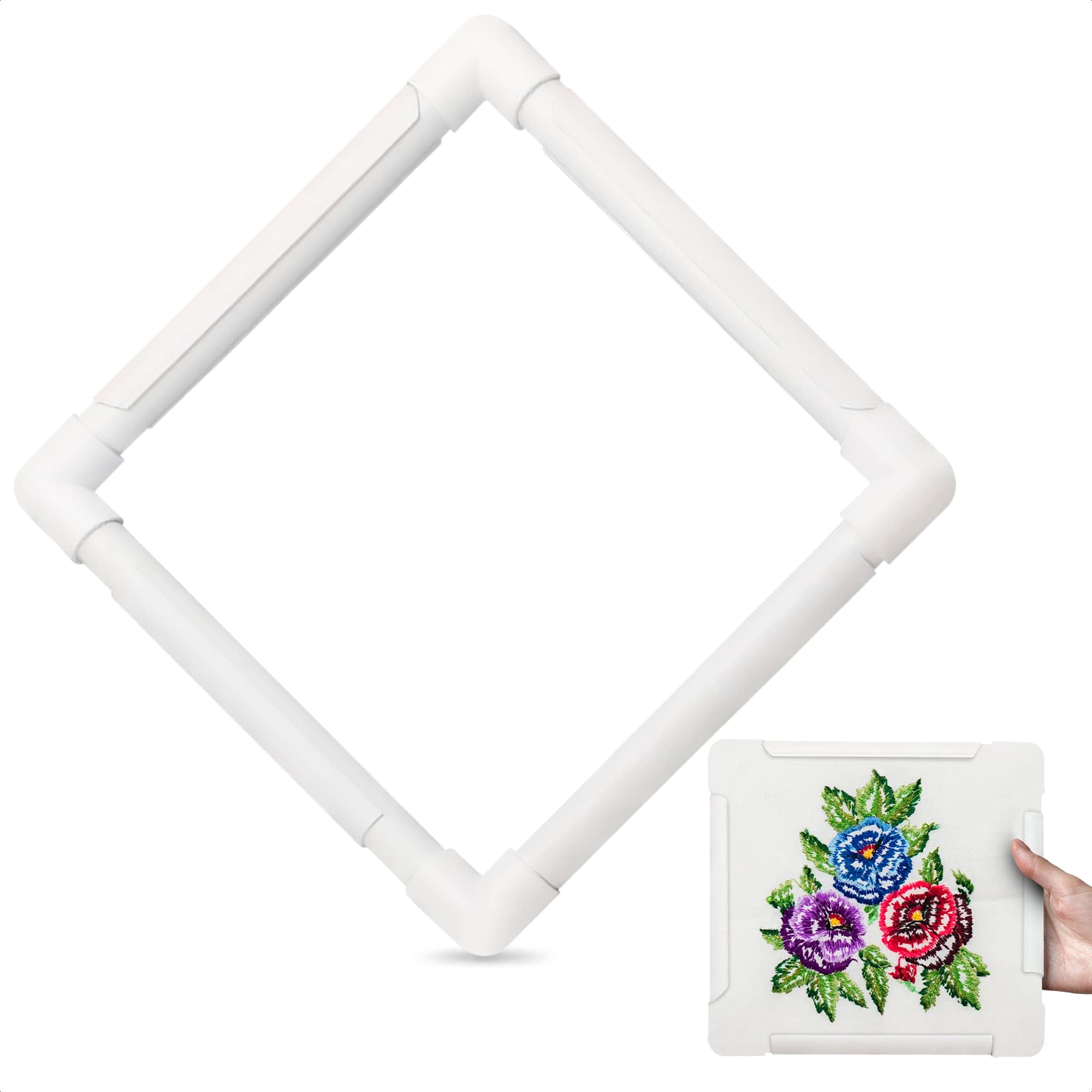 Plastic Cross Stitch Frame Square Embroidery Hoop White DIY Sewing ...