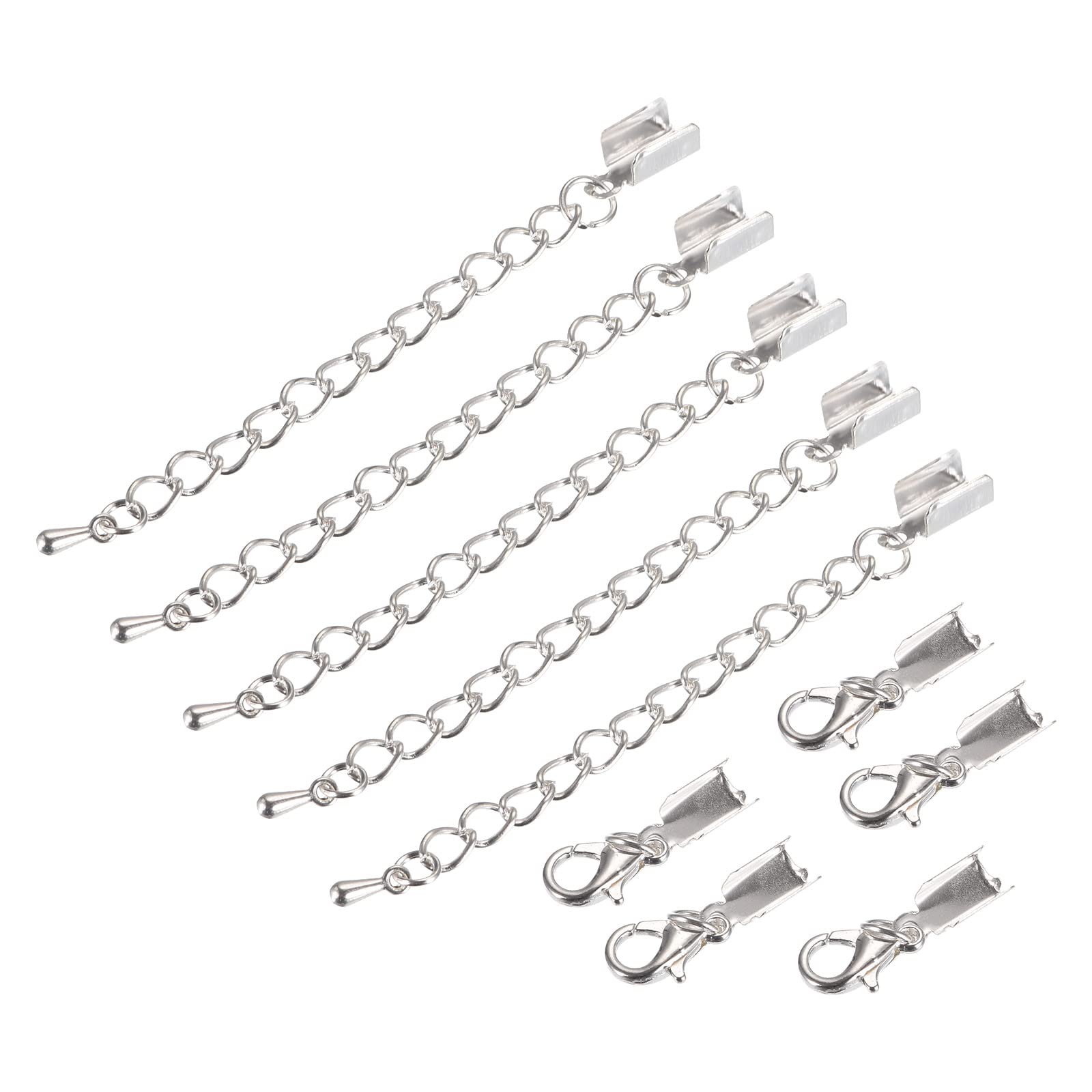 Amazon.com: uxcell 20Sets Fold Over Cord Ends with Lobster Claw Clasps ...