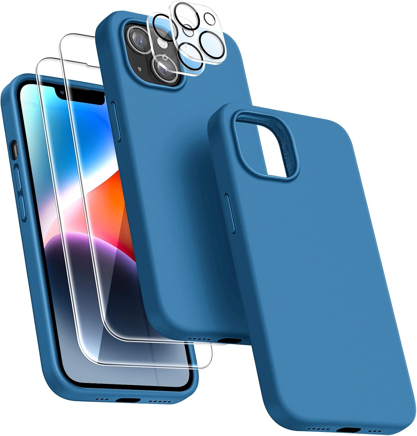 Dssairo [5 in 1 for iPhone 14 Case, with 2 Pack Screen Protector + 2 Pack Camera Lens Protector ...
