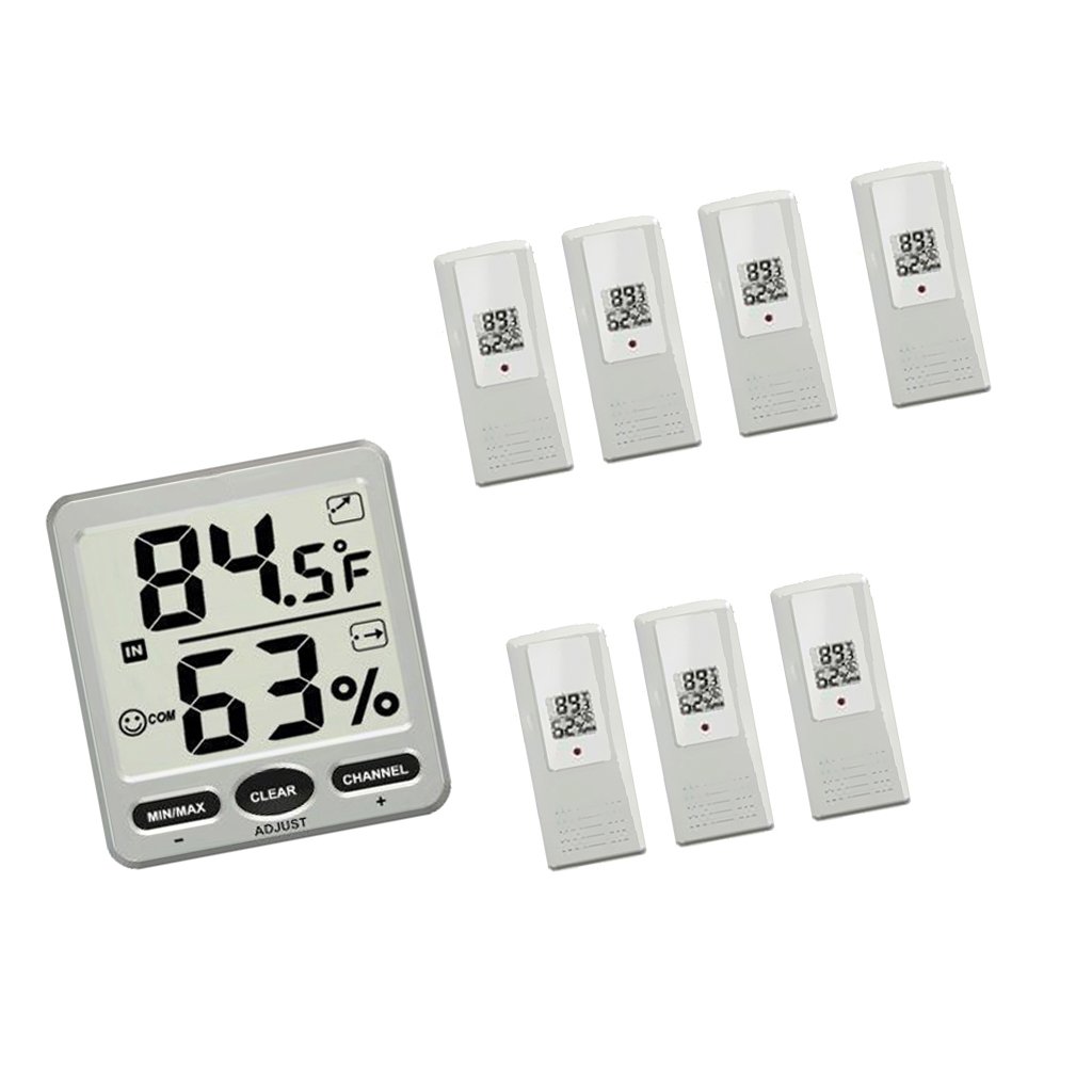 Digital 8-Channel Wireless Thermo-Hygrometer Console with 7 Remote ...