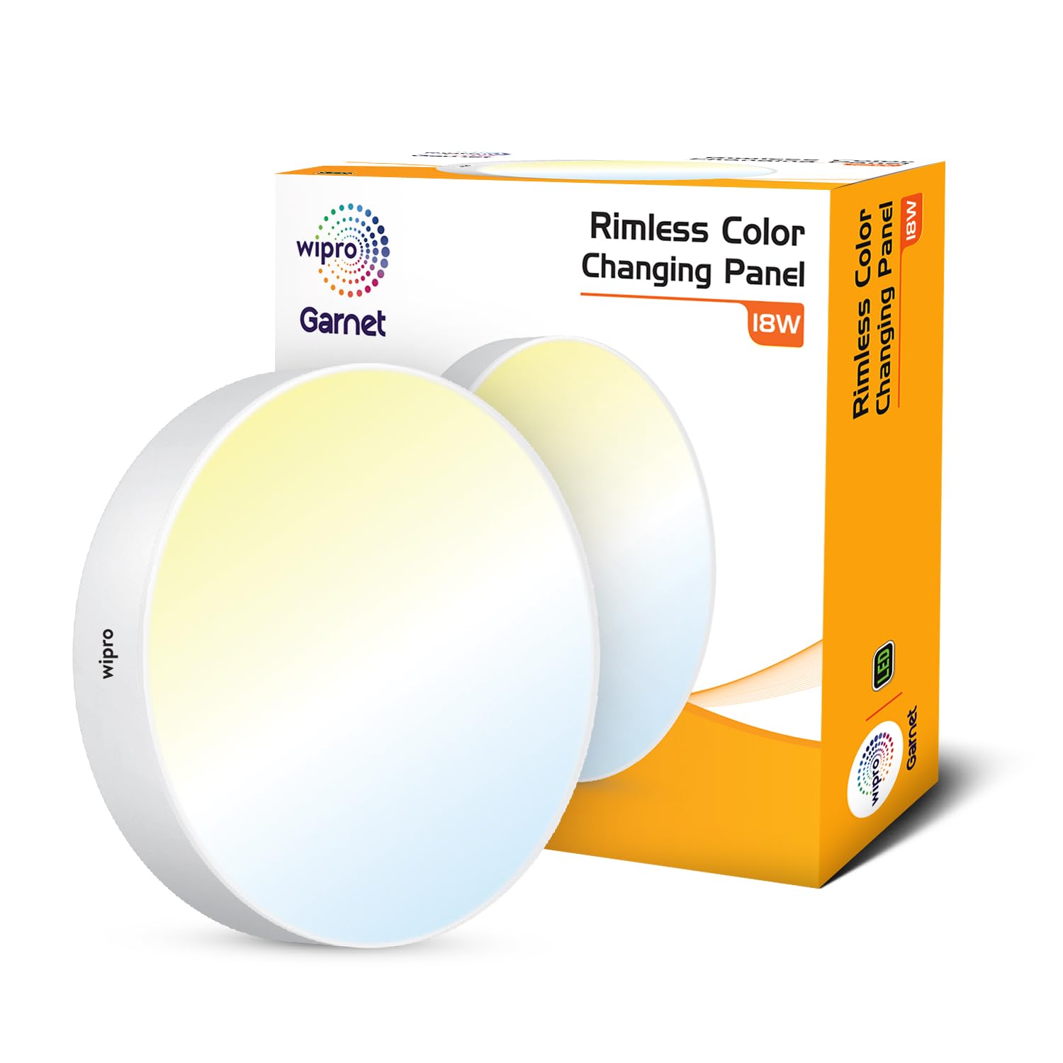 Wipro Garnet 18W Rimless Round CCT Surface Panel | Colour Changing ...