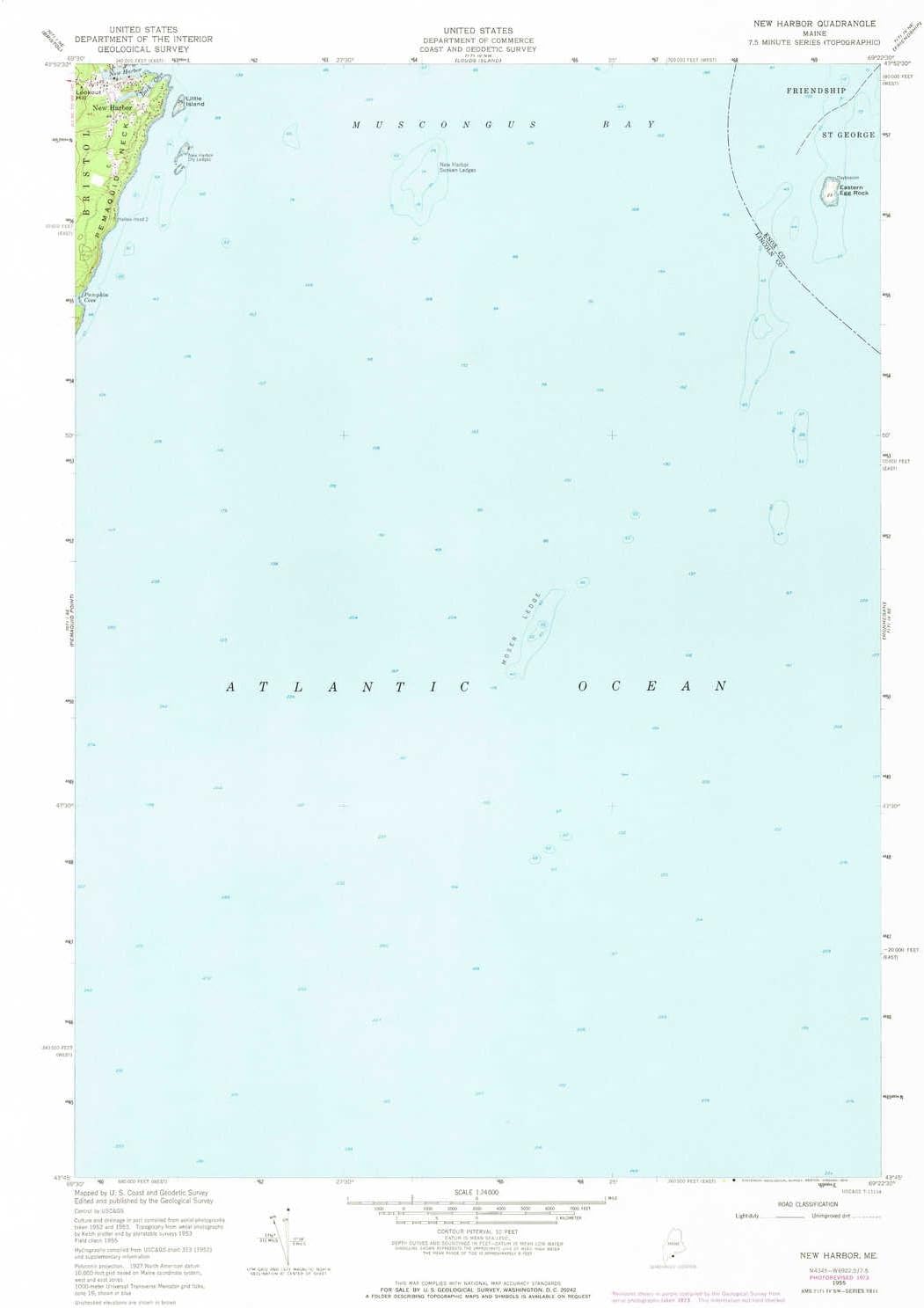 Amazon.com : YellowMaps New Harbor ME topo map, 1:24000 Scale, 7.5 X 7. ...