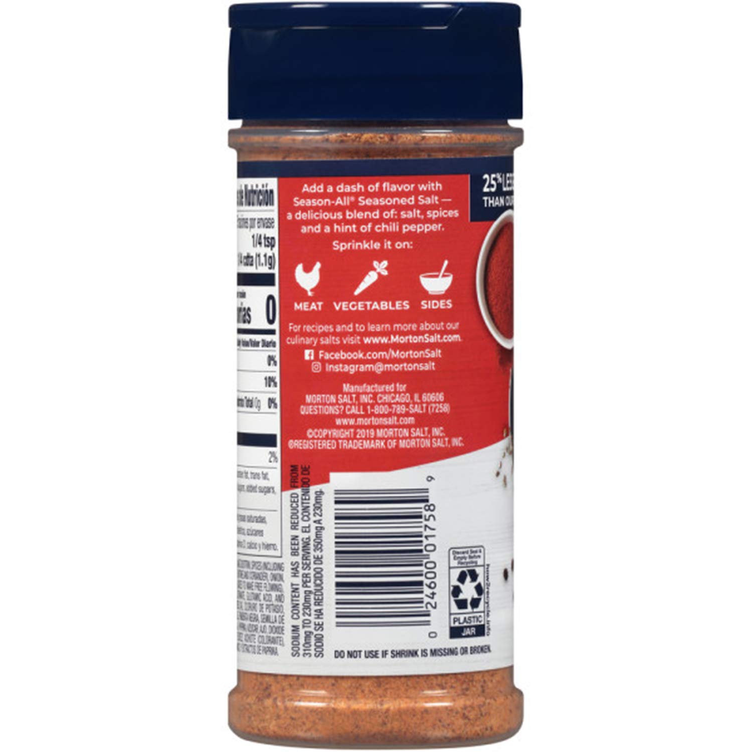 Snapklik.com : Morton Season-All Seasoned Salt, Less Sodium, 8 Ounce