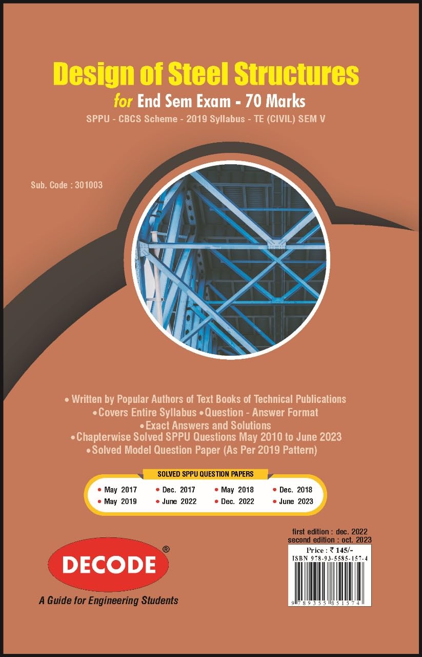 Amazon.in: Buy Design of Steel Structures for SPPU 19 Course (TE - SEM V - CIVIL - 301003 ...