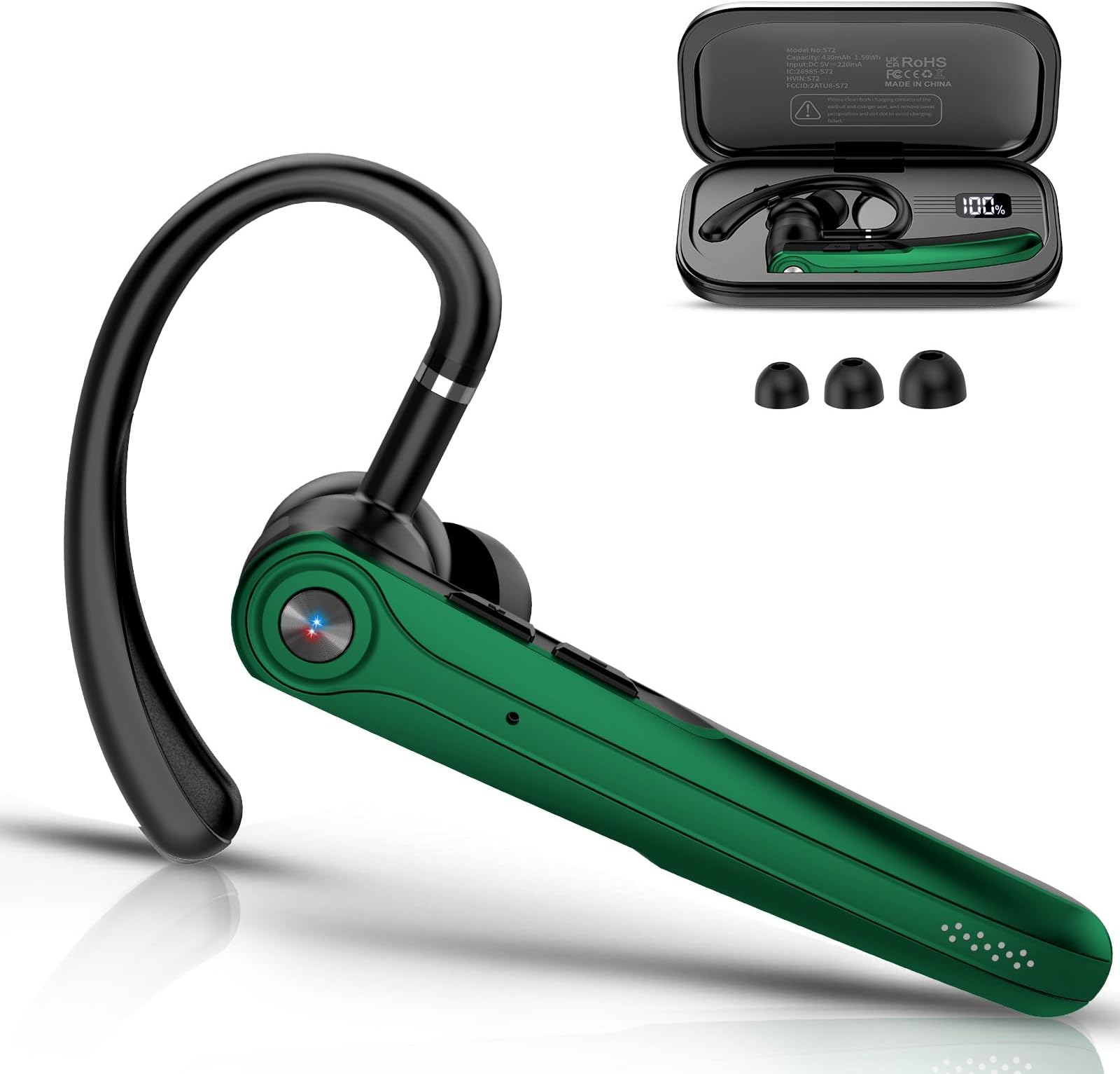 Amazon.com: Bluetooth Headset, Wireless Bluetooth Earpiece with ENC ...