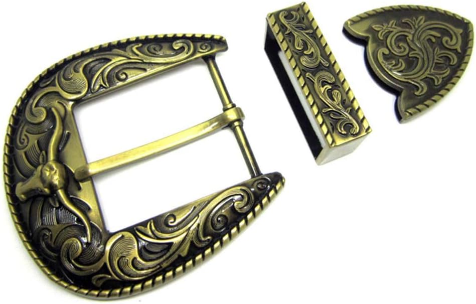 Amazon.com: Western Cowboy 3 Piece Buckle Set Engraved Longhorn Fits 1. ...