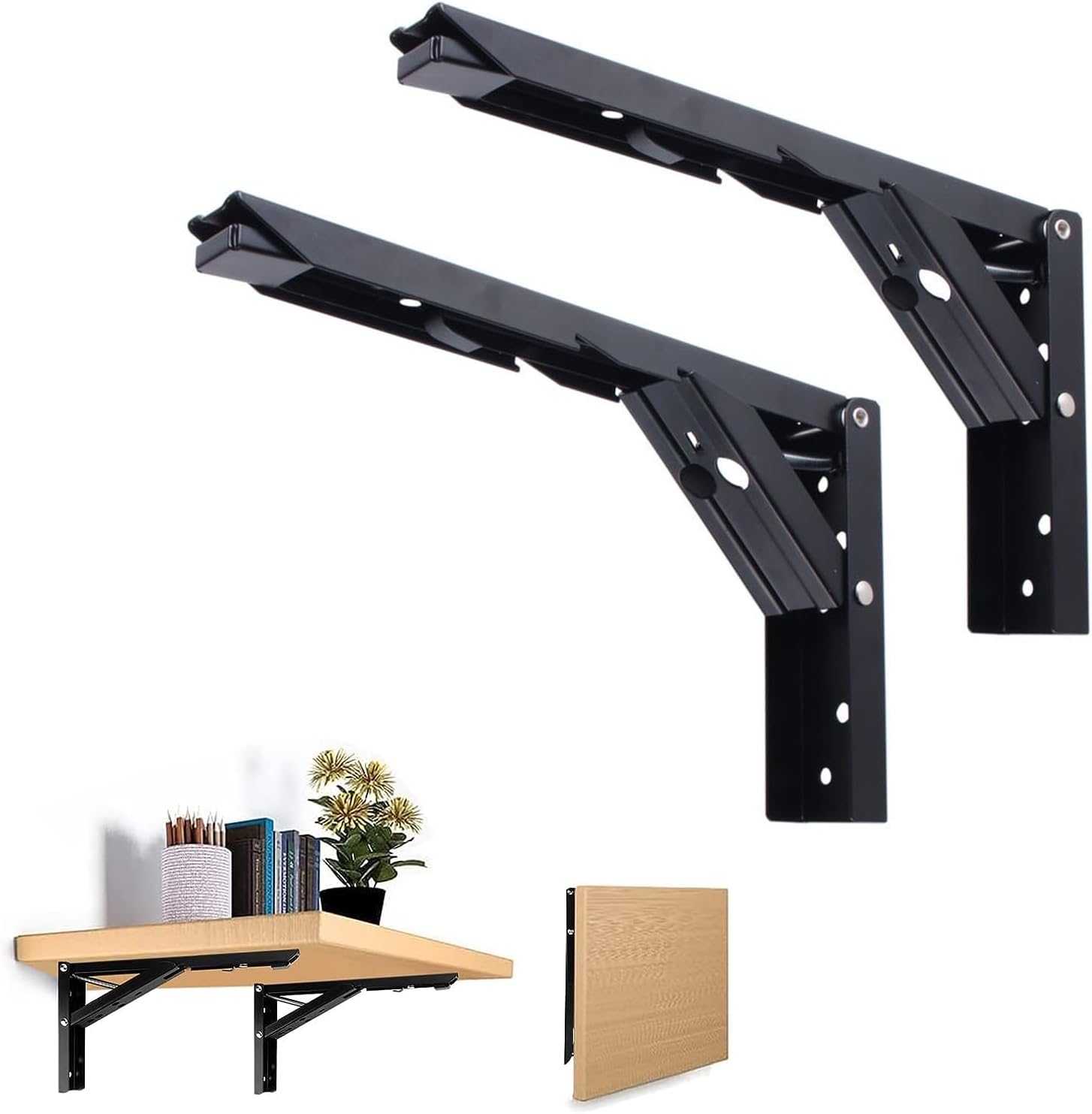 Sour Lemon 2pcs Folding Shelf Bracket, 300MM Heavy Duty Foldable Shelf ...