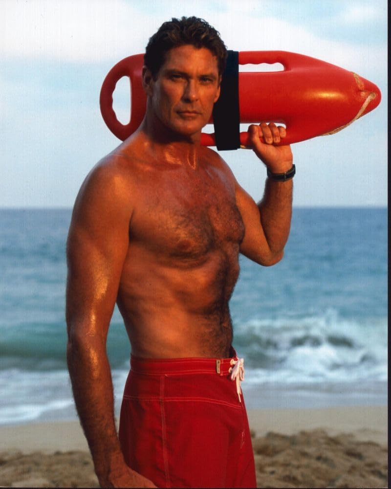 Amazon.com: Posterazzi David Hasselhoff Posed With Lifeguard Float In ...