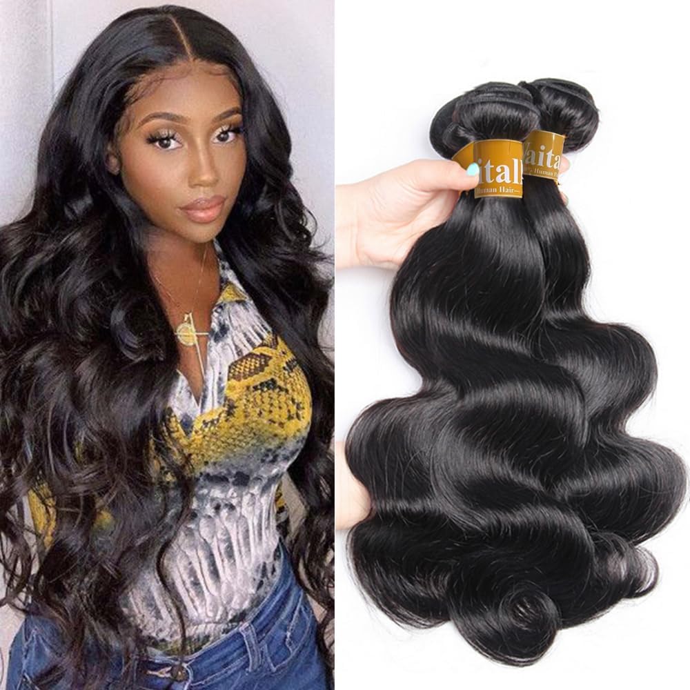Amazon.com : WAITALL Body Wave Bundles Human Hair Bundles 12 14 16 inch Body Wave Human Hair 3 ...