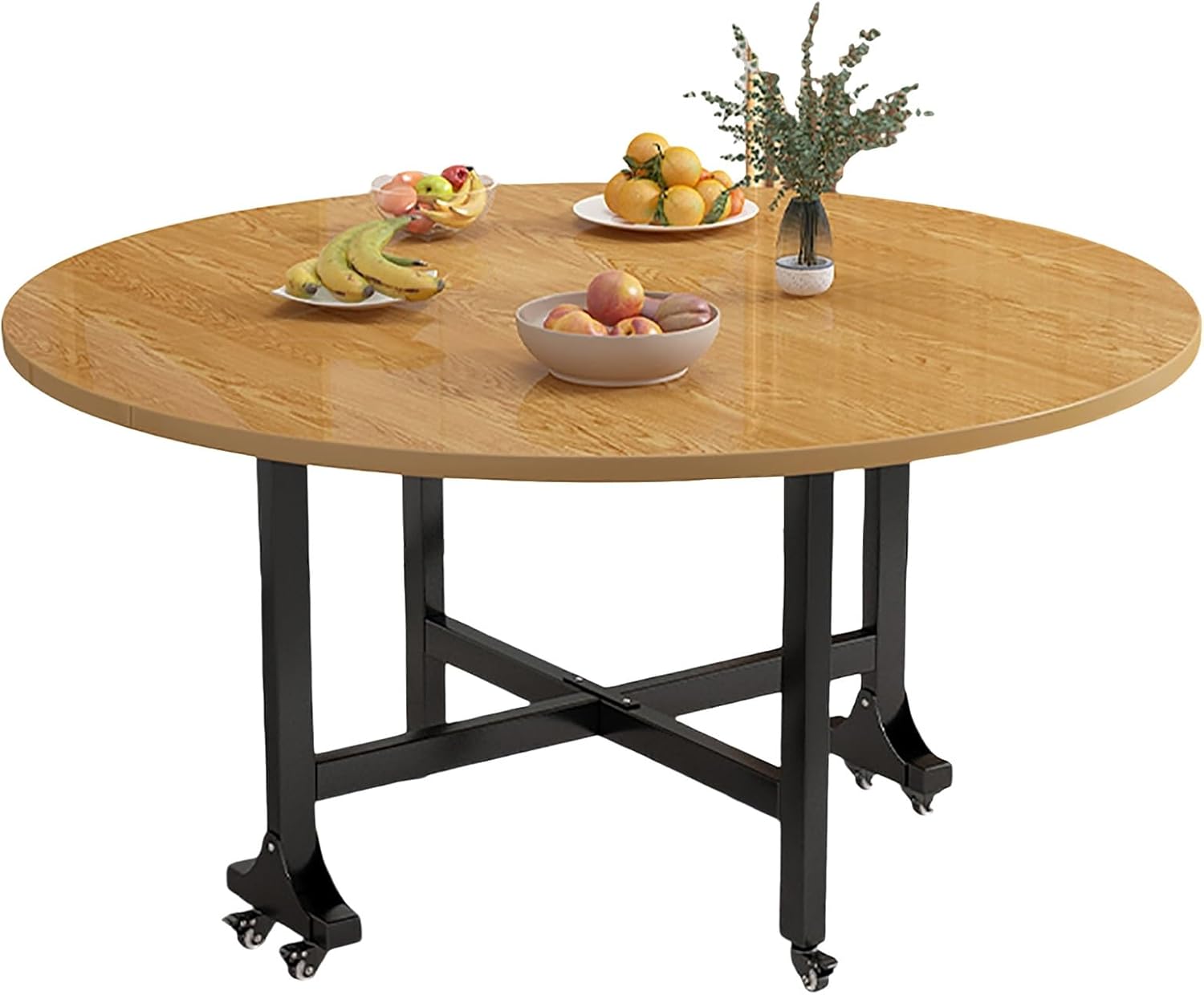 Tavolo da pranzo pieghevole portatile con ruote, tavolo rotondo ...