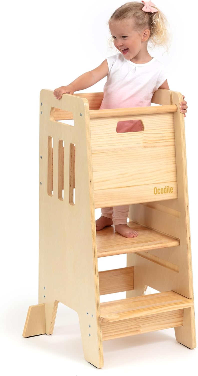 Amazon.com: OCODILE Toddler Tower with a Sliding Door and 3 Adjustable ...