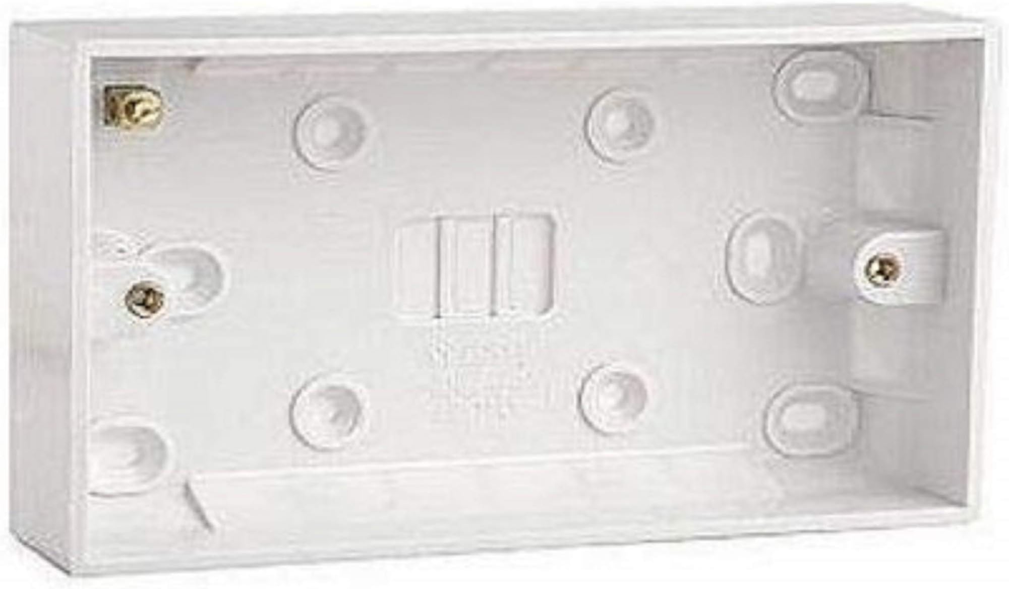 Double Twin 25mm White Wall Pattress Back Box 13 Amp,2 Gang Electric ...