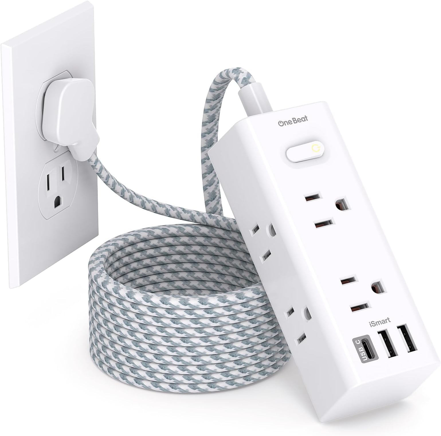 Amazon.com: Extension Cord 15 ft - Power Strip Surge Protector, Flat ...