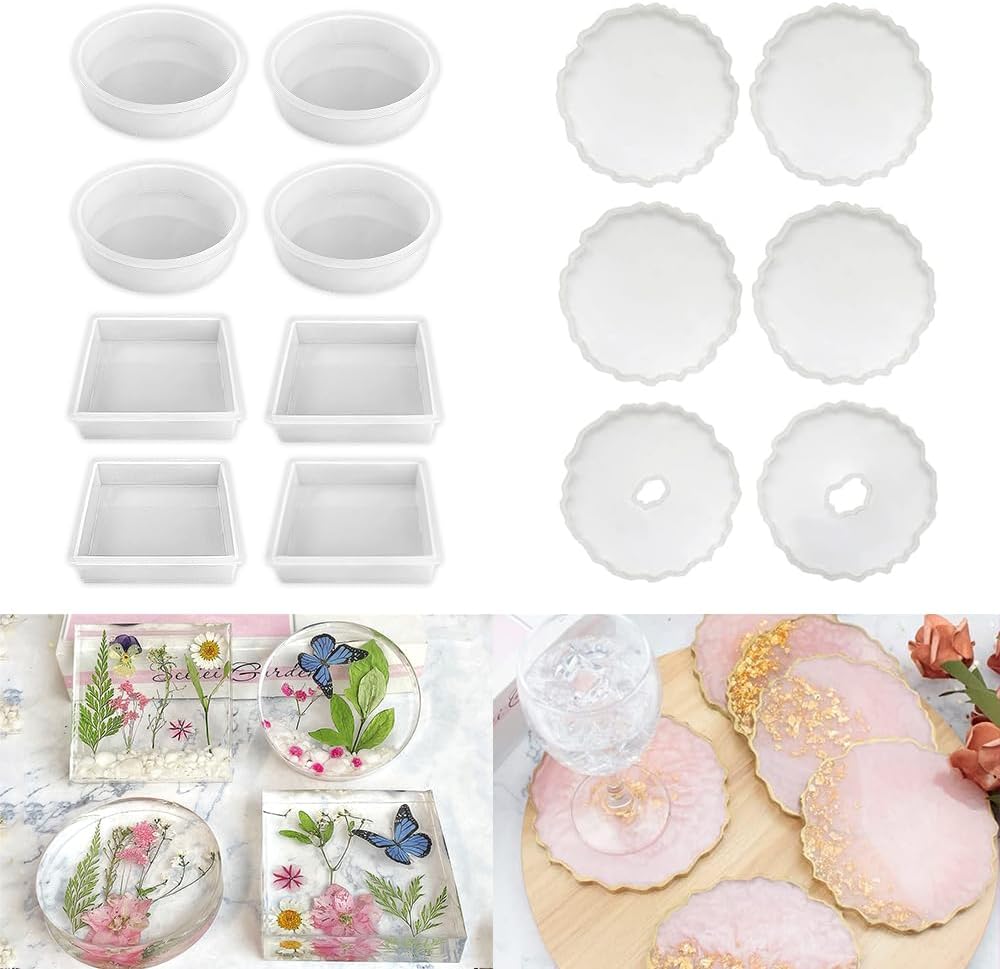 Amazon.com: ResinWorld 6 Pack Geode Coaster Molds for Resin + 8 Pack ...