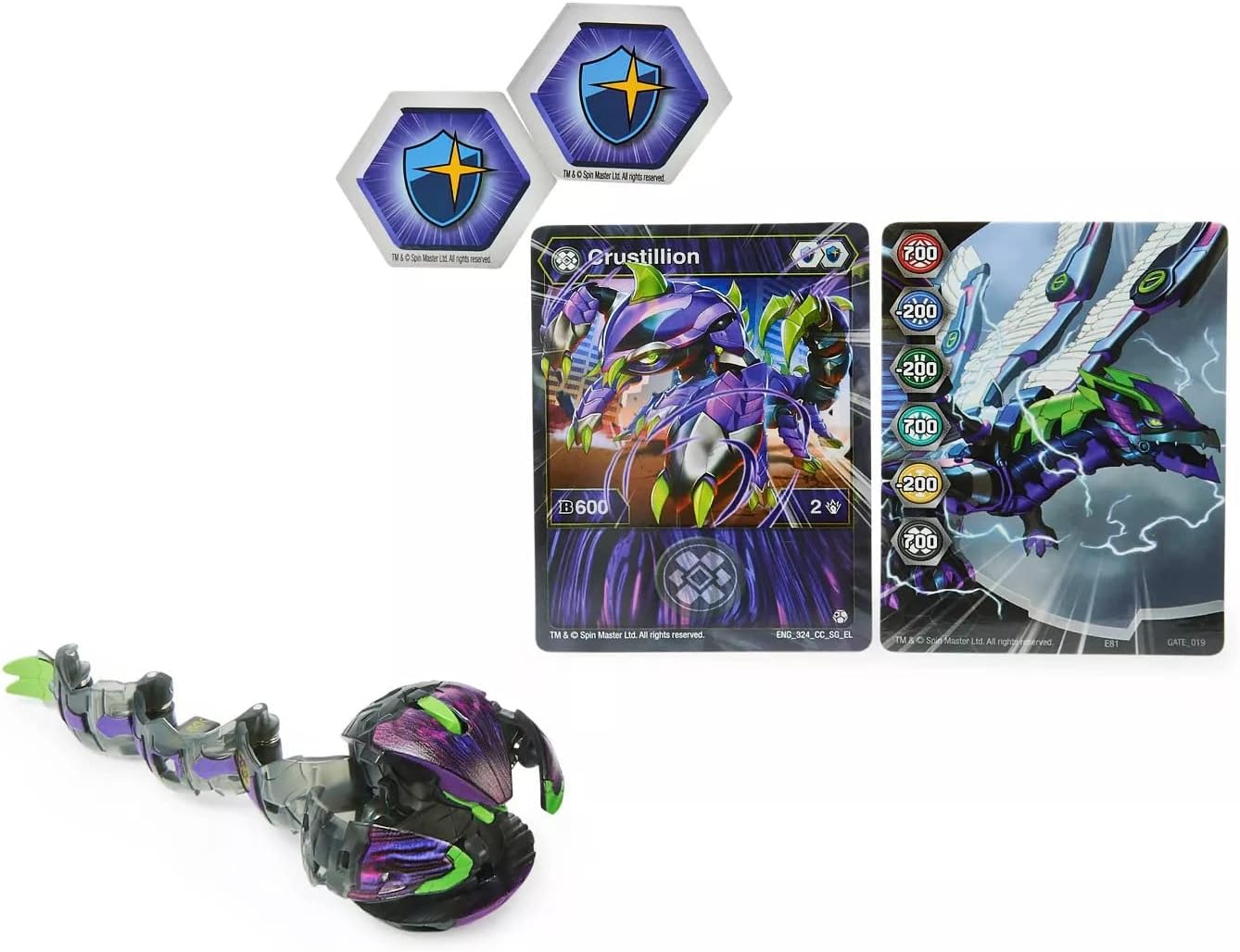 2021 Bakugan Geogan Rising Darkus Crustillion Figure with Trading Cards ...