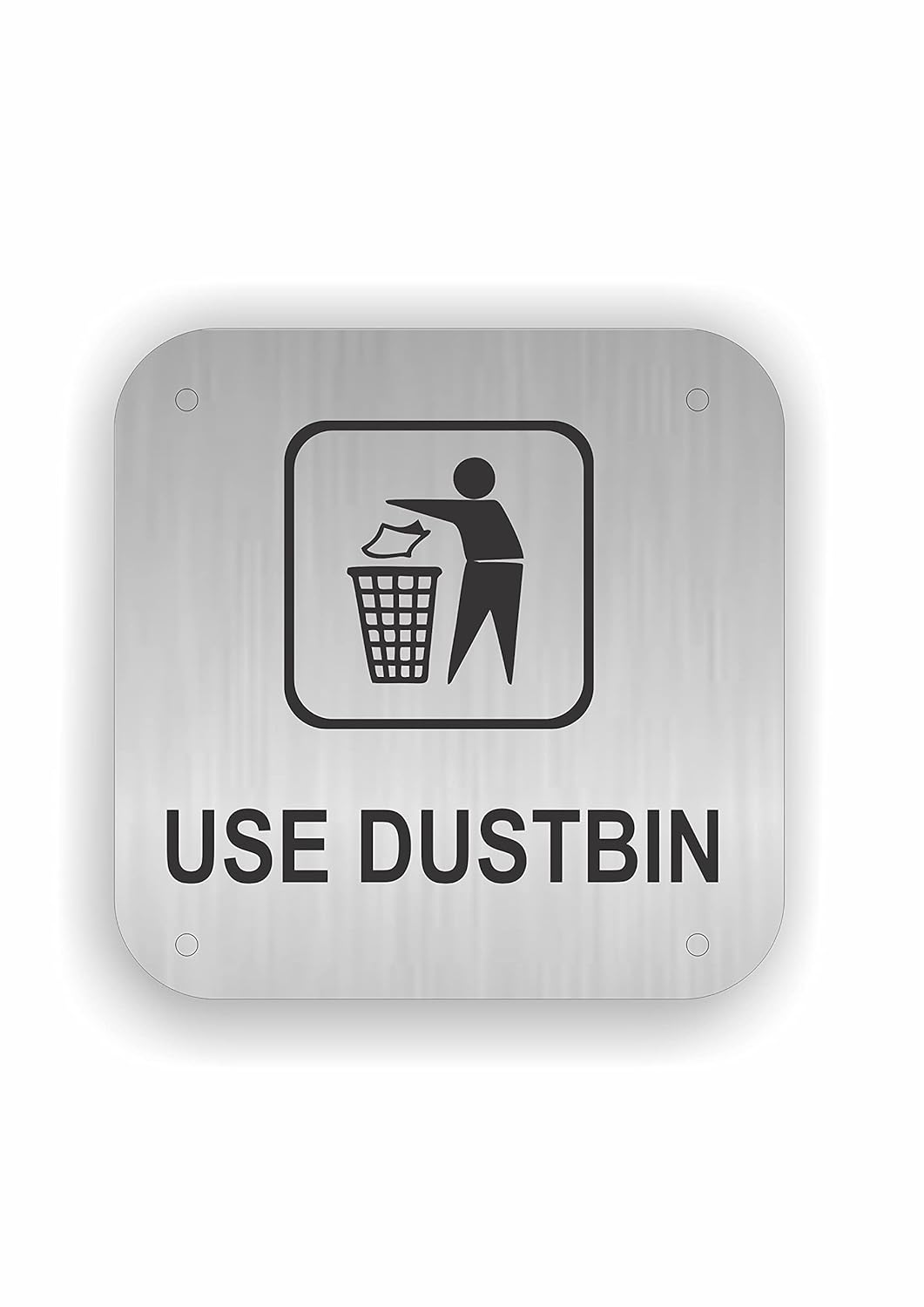 Courtly Use Dustbin Metal Brushed Self Adhesive Signage Board for ...
