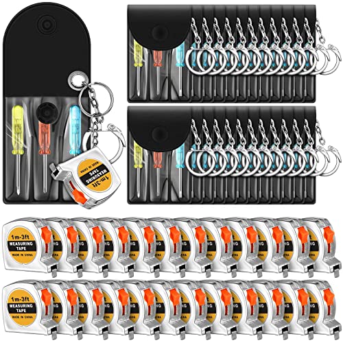 Jutom 48 Pcs Mini Screwdriver Keychain Tape Measure Keychains Set Gifts ...