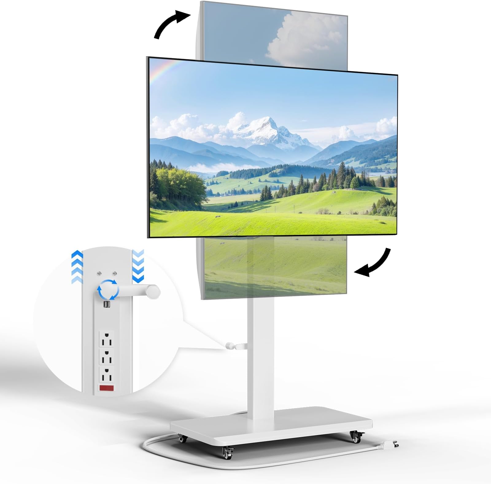 Amazon.com: FITUEYES Rolling TV Stand with Power Outlets, Swivel ...