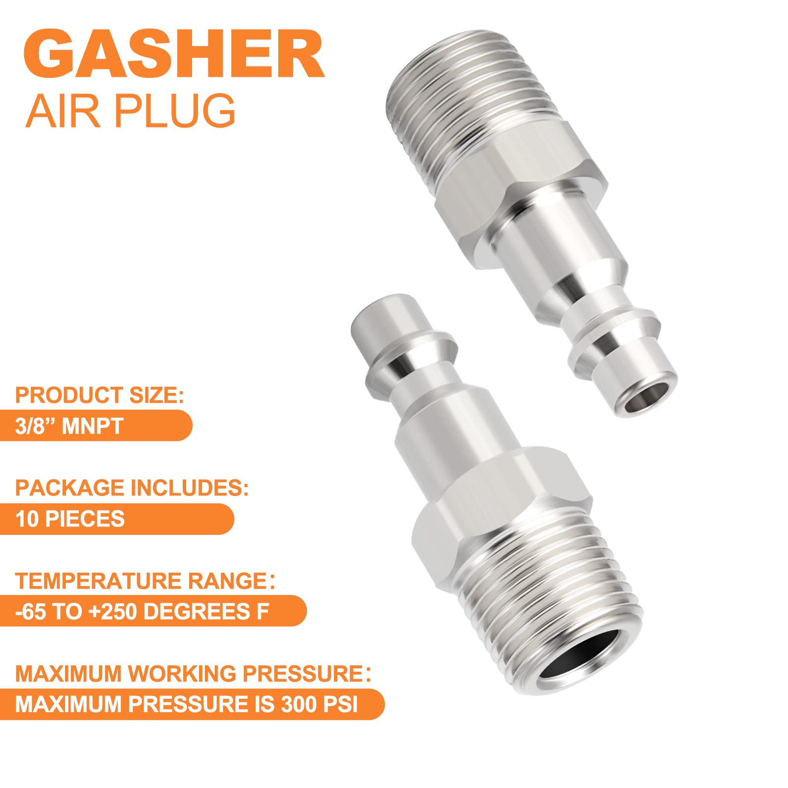 Snapklik.com : GASHER 3/8-Inch NPT Male Industrial Air Plug,1/4-Inch ...
