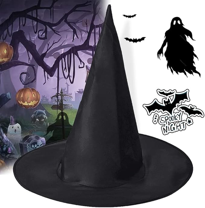 Amazon.com: HANSAMU Halloween Black Witch Hats for Women Halloween ...