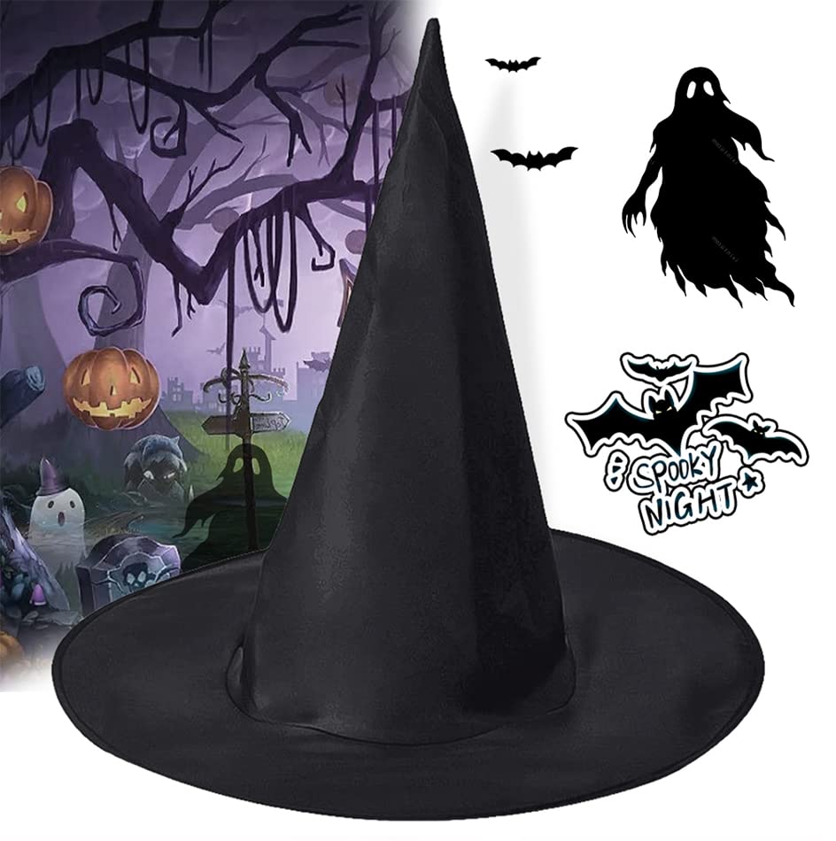 Amazon.com: HANSAMU Halloween Black Witch Hats for Women Halloween Party Masquerade Cosplay ...