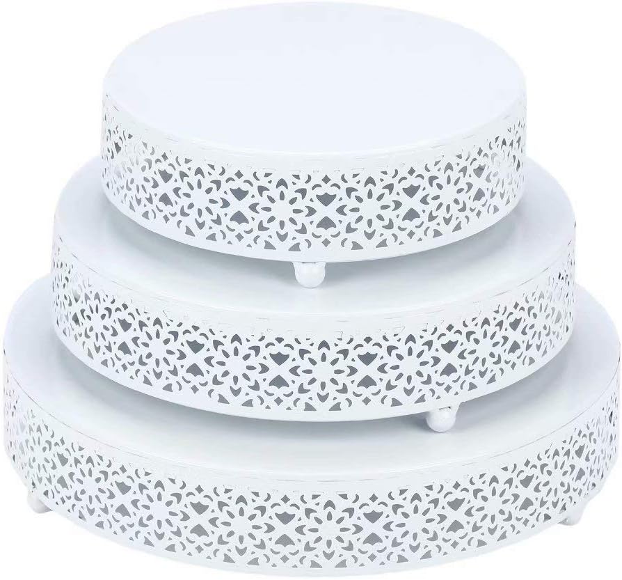 Amazon.com: VILAVITA 3-Piece Cake Stand Set Round Metal Cake Stands ...