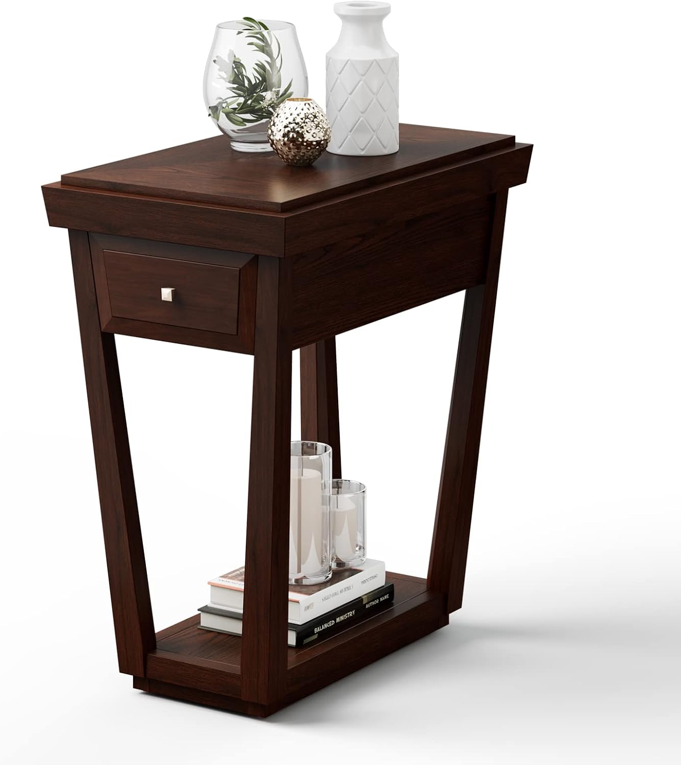 Amazon.com: Giantex Wood End Table with Drawer, 2-Tier Retro Side Table ...