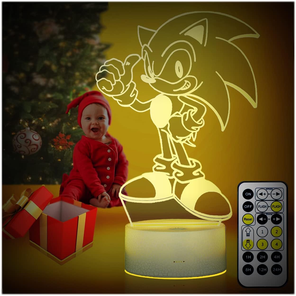 3D LED Illusion Lamp - Sonic The Hedgehog Design - Night Light for Kids ...