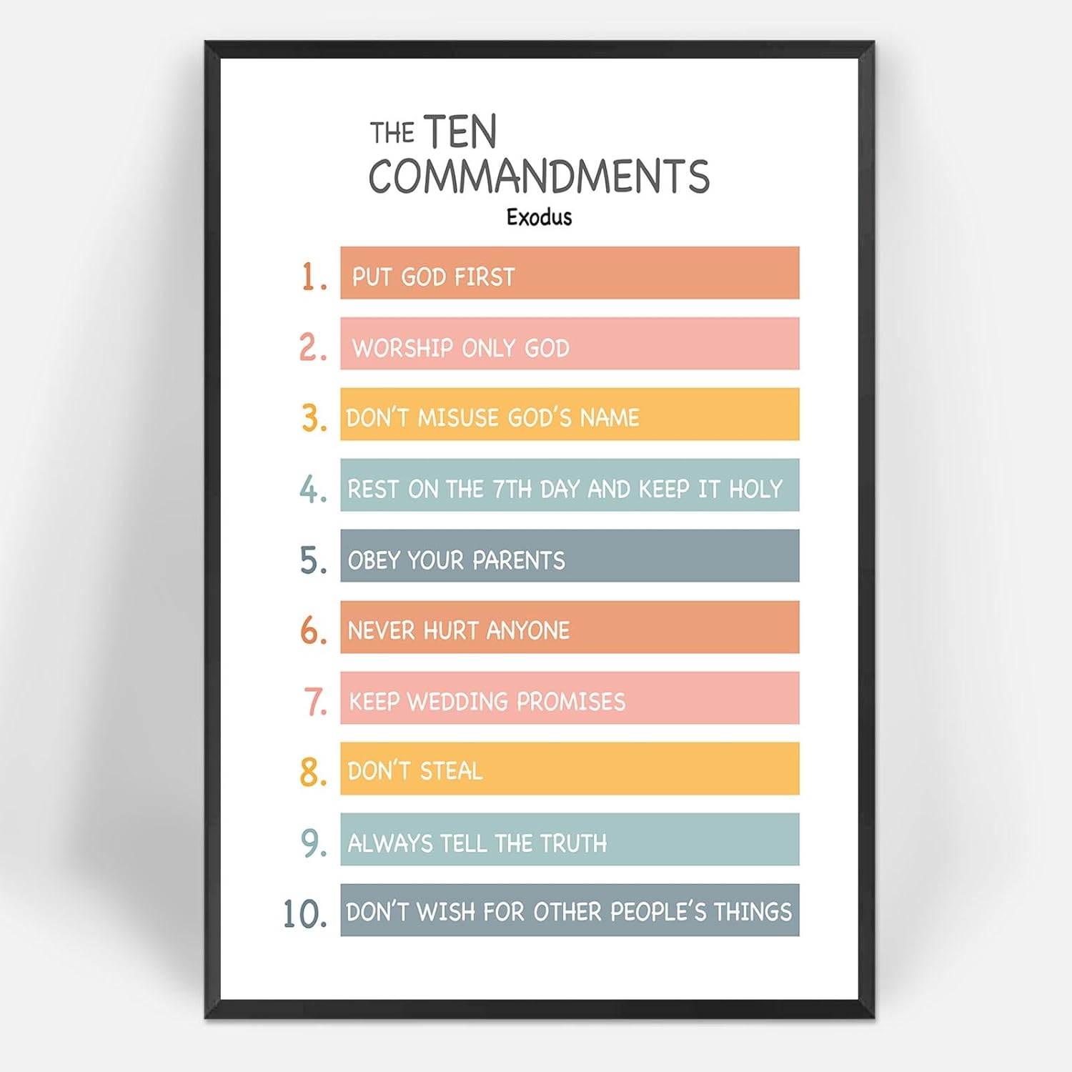 Amazon.com: ZTVNOGH Books Of The Bible Verse 10 Ten Commandments Kids ...