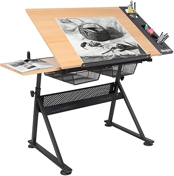 Amazon.com: Bonnlo Professional Drafting Desk, Wooden Drawing Table ...