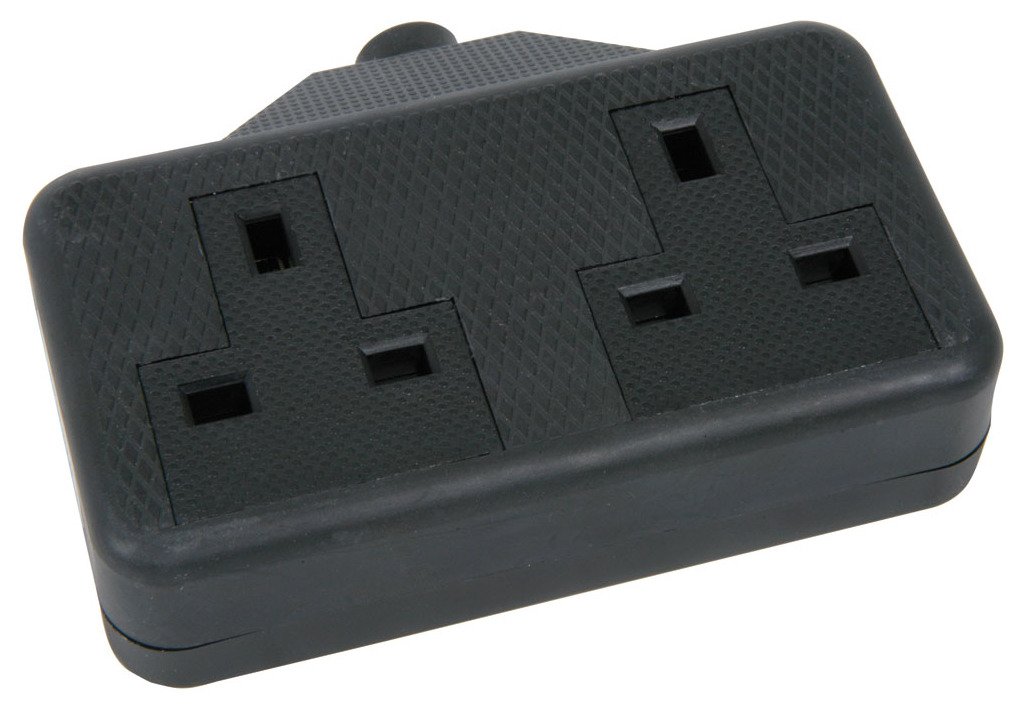Mercury 429.625UK Rubber 2 Gang Trailing Socket, Black, 1 - pack ...