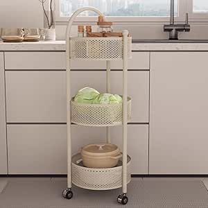 Amazon.com: Rolling Kitchen Storage Cart Metal 3-tier Round Fruit ...