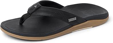 Amazon.com | REEF Mens Sandals, Leather Offshore, Black, 8 | Slippers