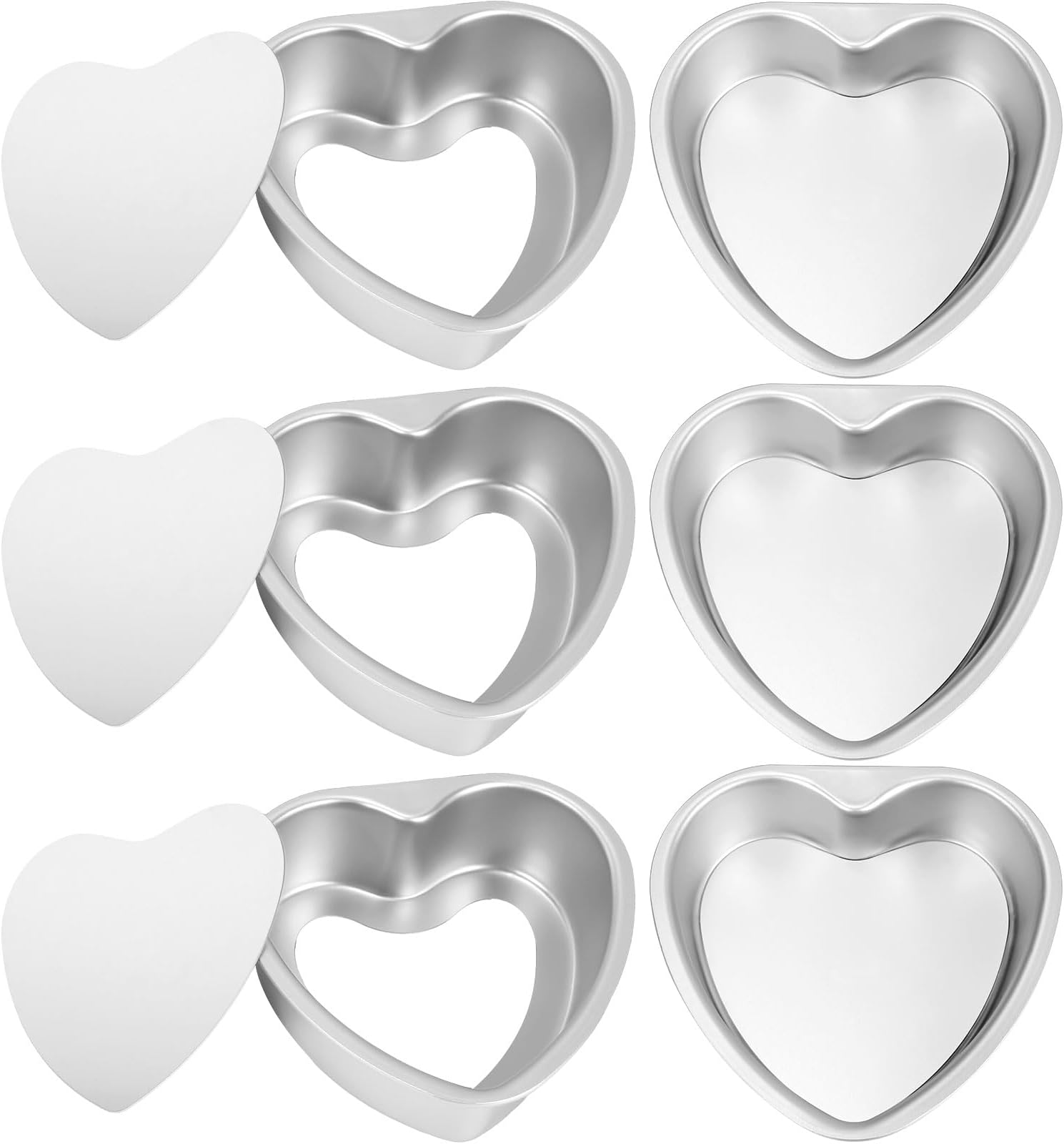 Amazon.com: Uiifan 6 Pcs 6 Inch Heart Shaped Cake Pans with Removable ...
