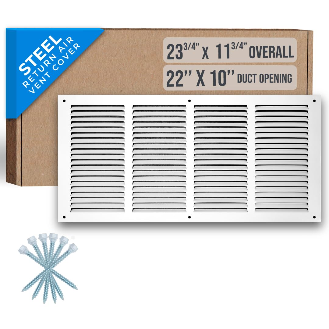 Handua 22"W x 10"H [Duct Opening Size] Steel Return Air Grille | Vent ...