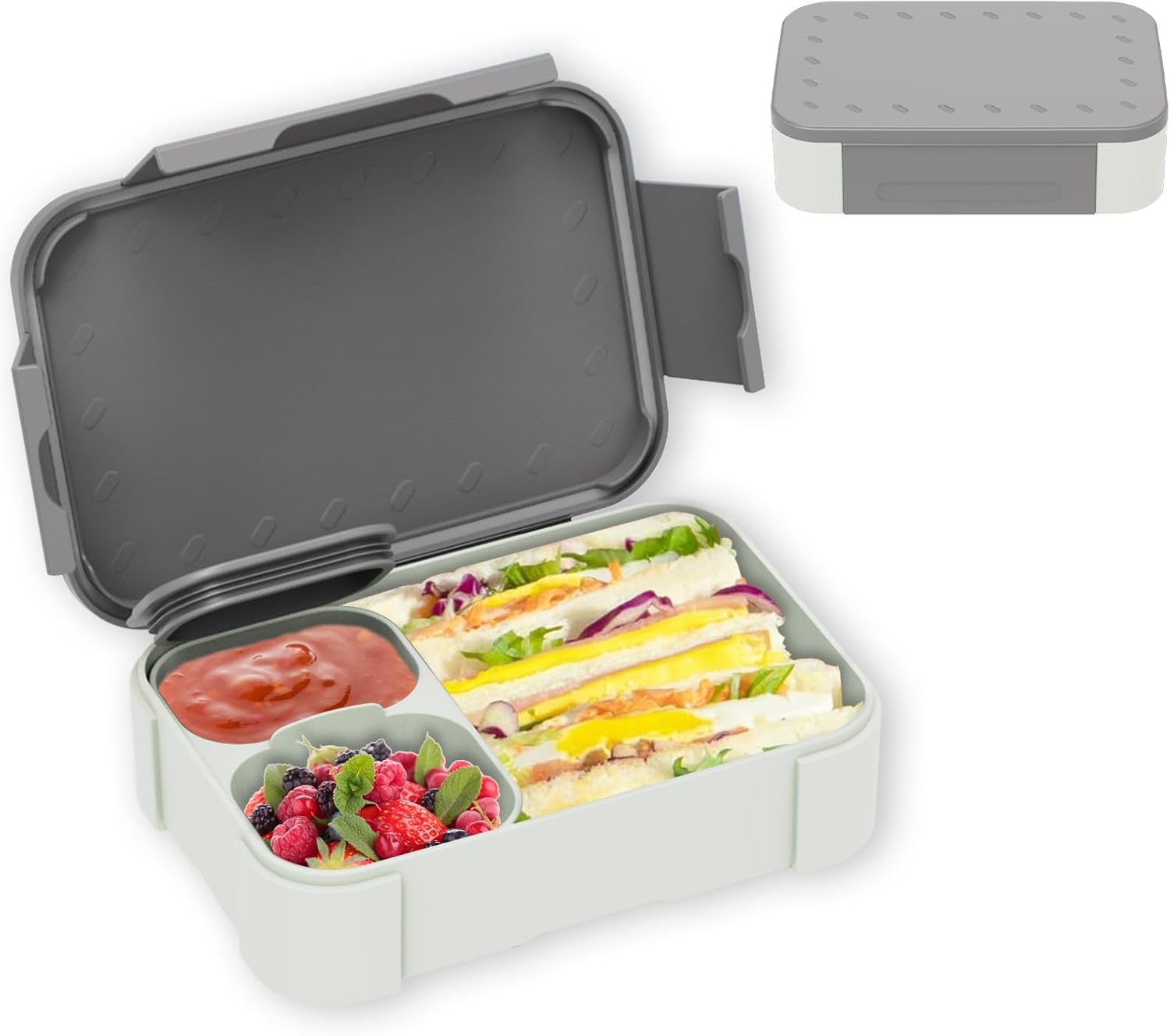 XJIANFU Lunch Box With Compartments, 900 ml Leak-Proof Bento Box for ...