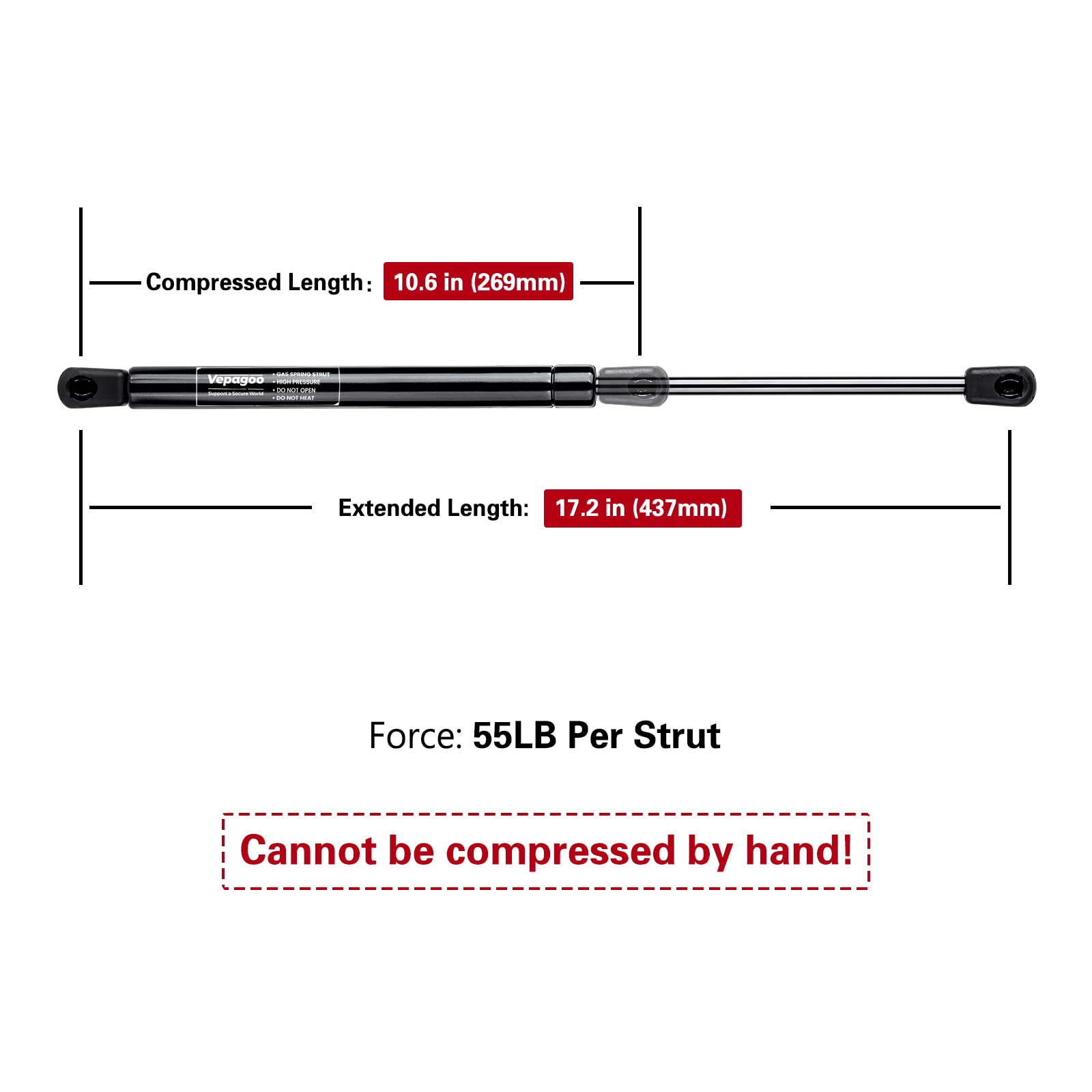 Snapklik.com : C16-04445 17 55Lbs/244N Gas Shocks Struts For Leer Are ...