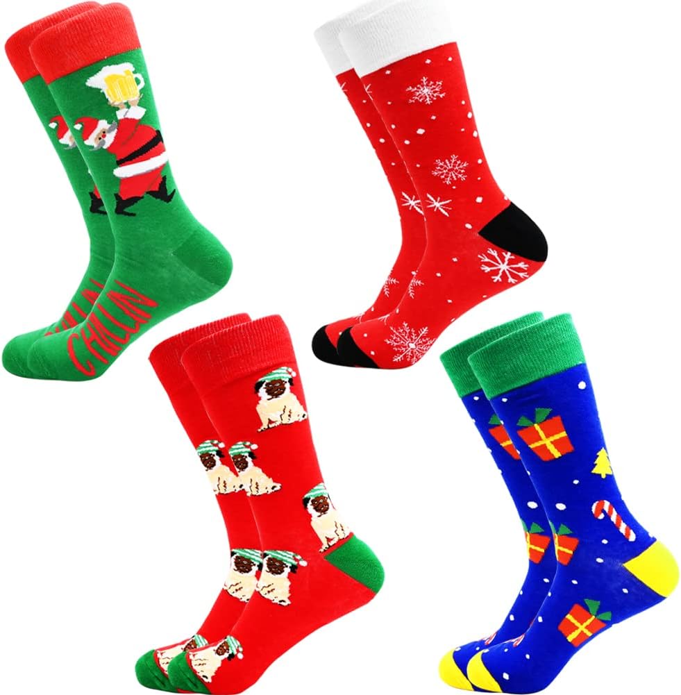 Amazon.com: CAMIRUS 4 Pairs Cute Dog Snow Christmas Tree Santa Claus ...
