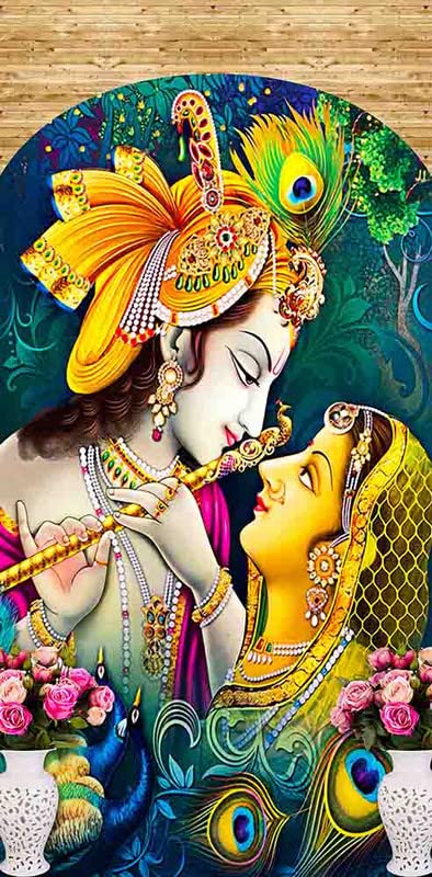 Dhara Creation Lord Radhe Krishna Photo Backdrop Cloth for Pooja ...