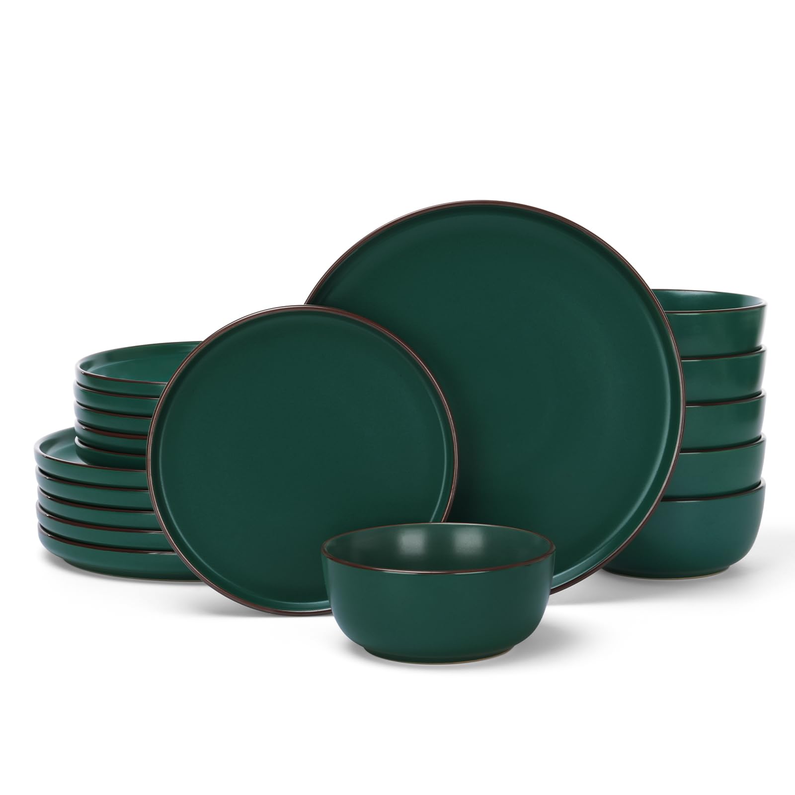 Famiware Mercury Plates and Bowls Sets, 18 Pieces Stoneware Dinnerware ...