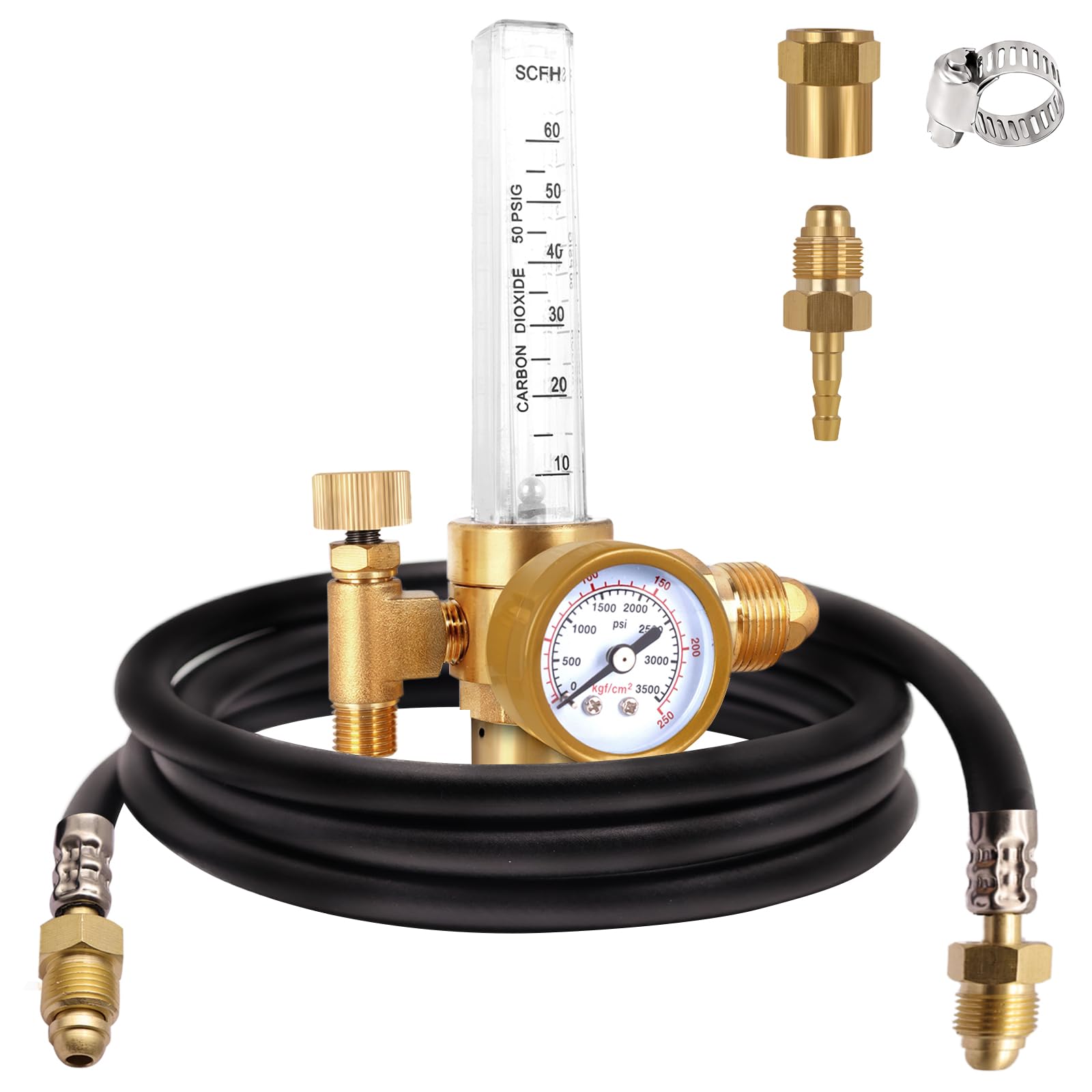 BO WELD Argon CO2 Regulator Flow Meter Gas Regulator with 6.8ft Gas ...