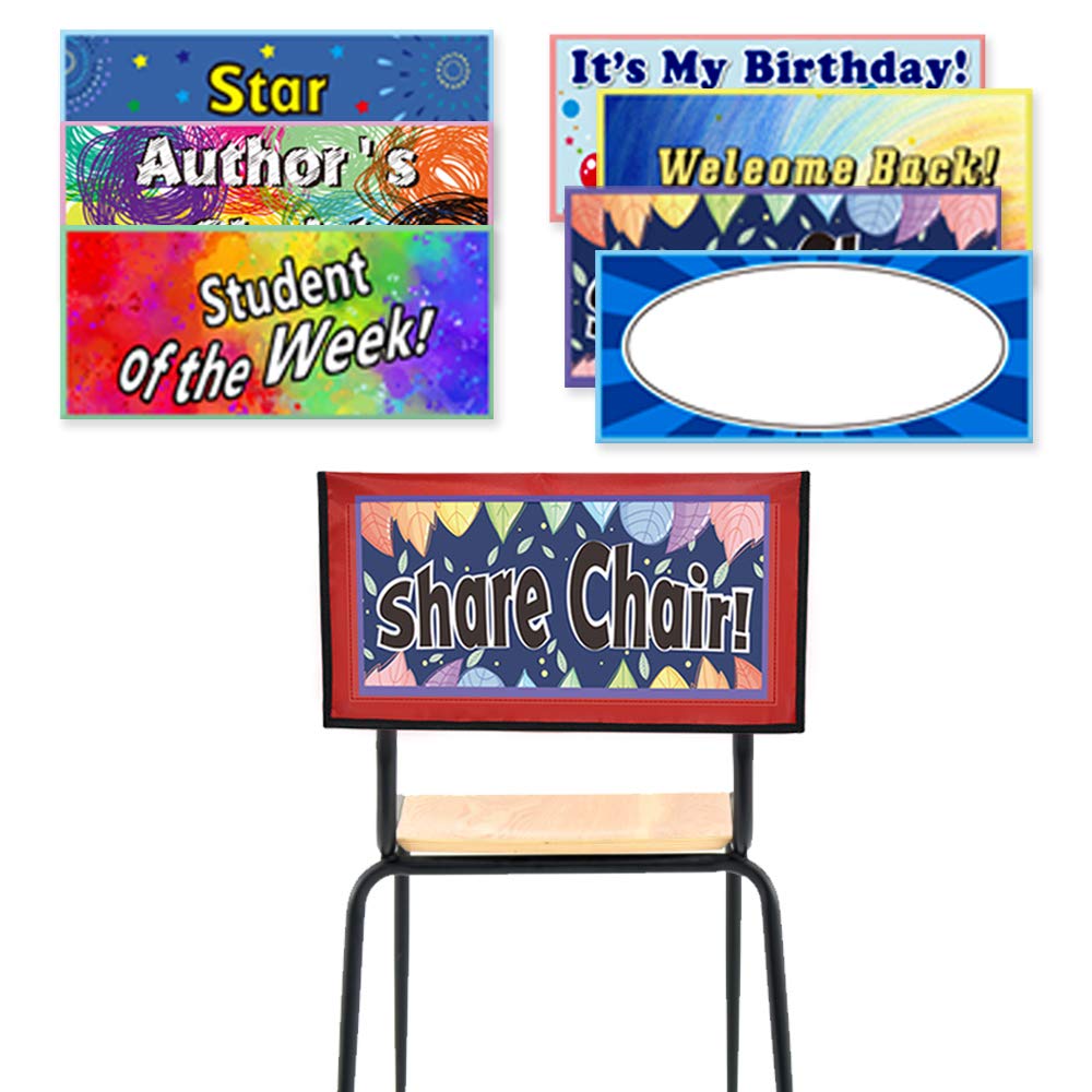 Vnom Classroom Chairback Label Pocket With Labels Universal Chair Back ...