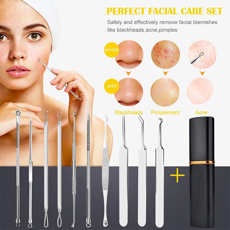 mercham Blackhead Remover Tool Kit, 10 PCS Stainless Steel Pimple ...