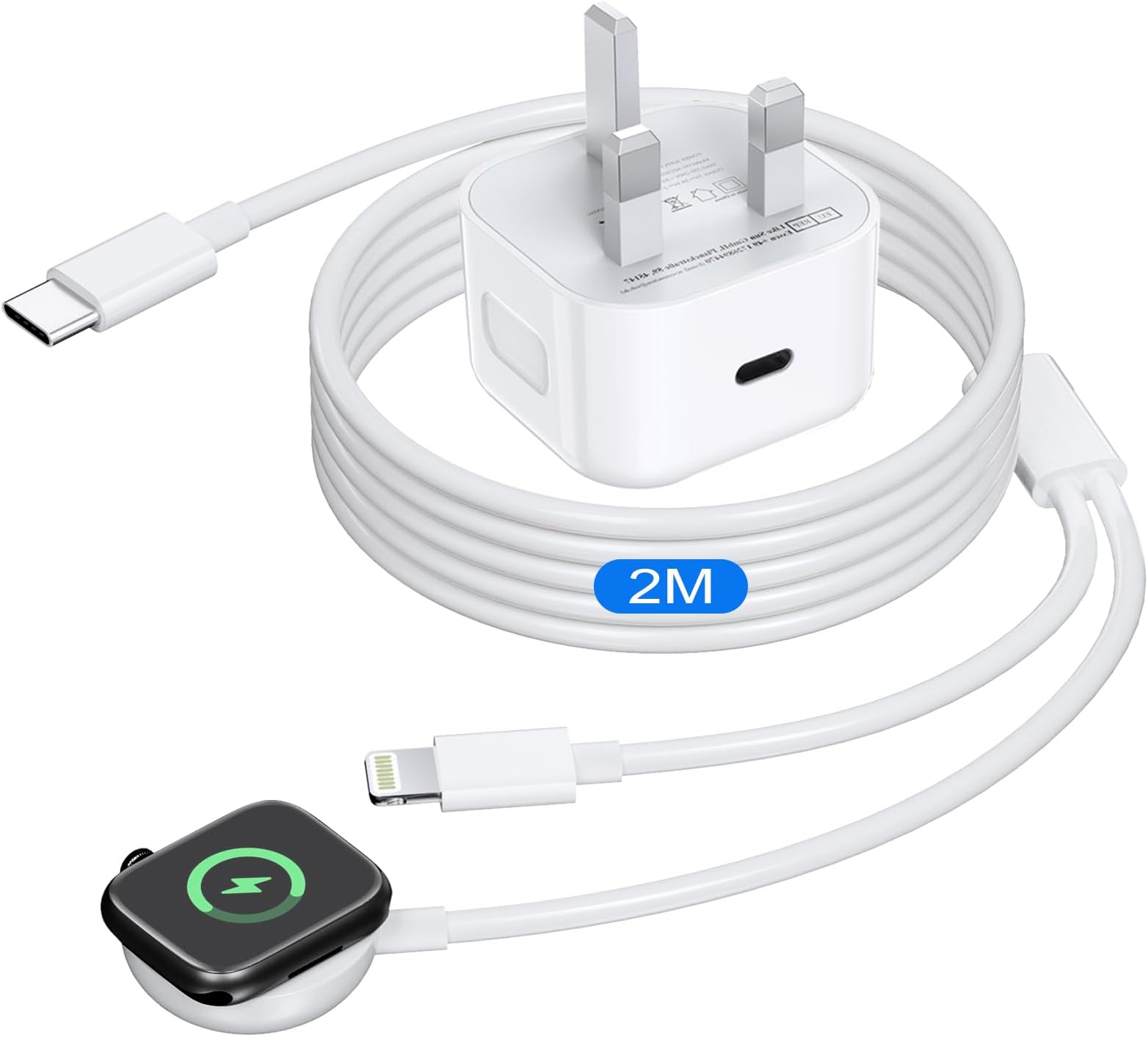 2 in 1 Apple Watch Charger Cable 2M with 20W USB C Charger, iWatch ...
