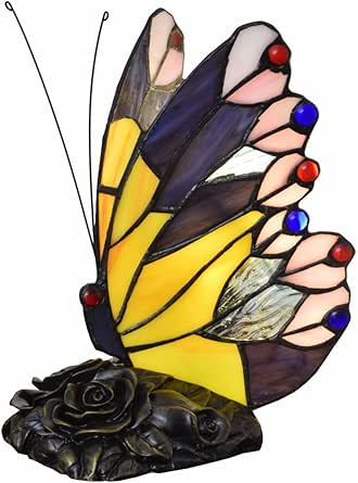 Tiffany Style Butterfly Stained Glass Accent Table Lamp Night Light ...