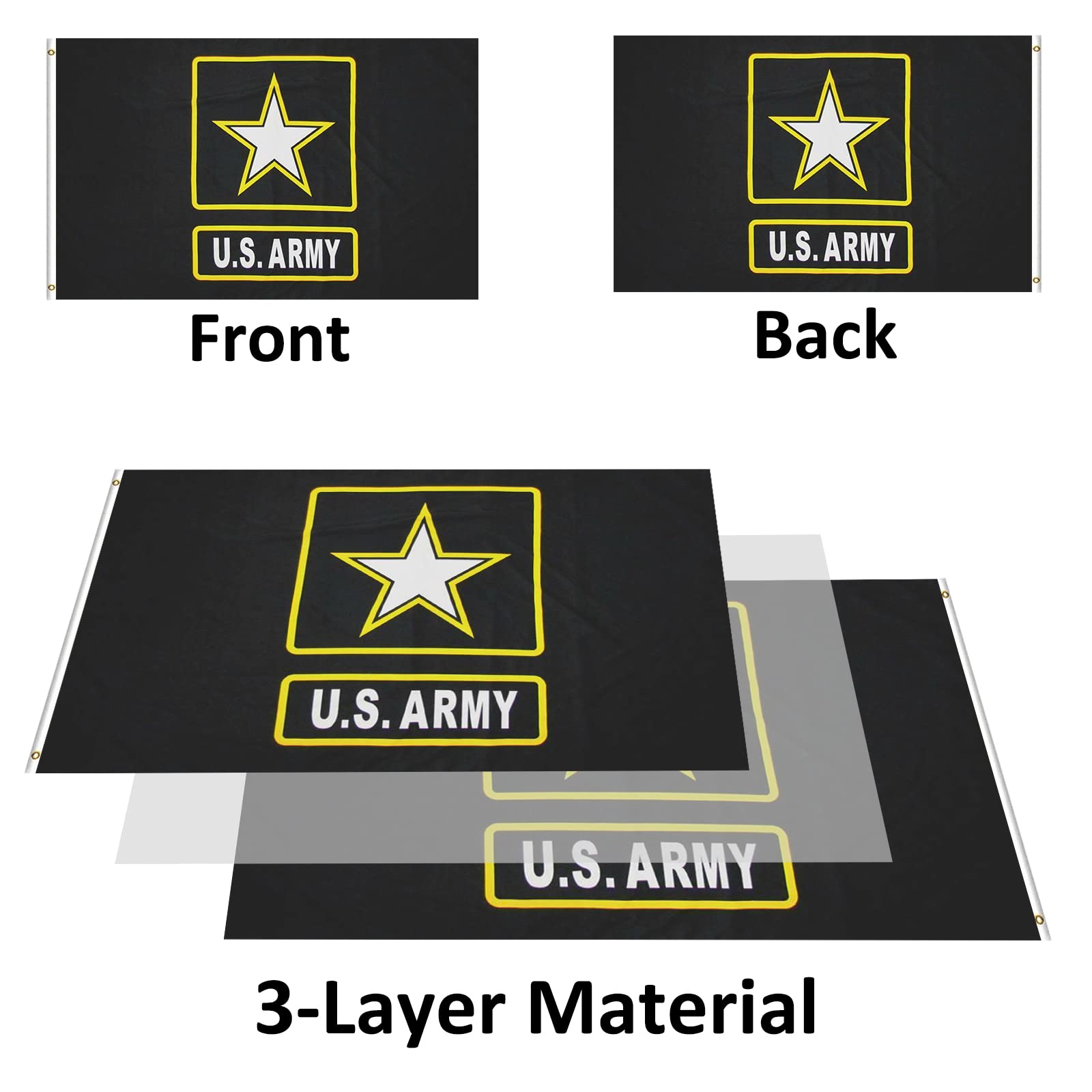 Snapklik.com : US Army Flag Embroidered 3x5 Outdoor Double Sided Heavy ...