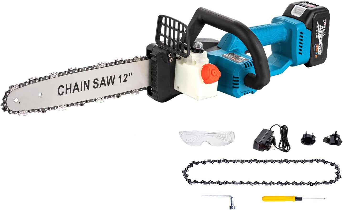 KATSU FIT-BAT 21V Brushless Cordless Electric Chainsaw 12 Inch with ...