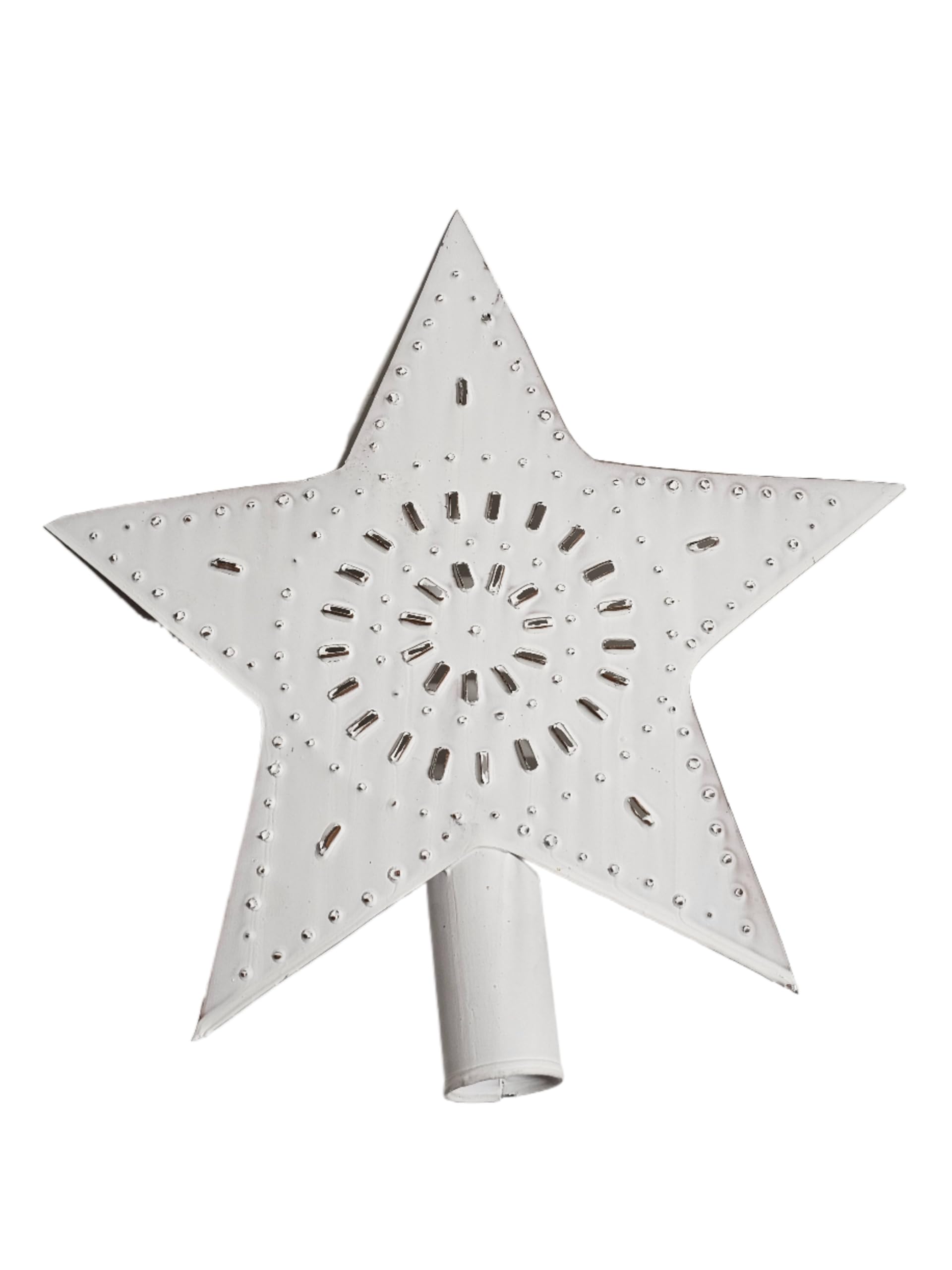 Amazon.com: Charming 9-Inch Whitewashed Tin Star Tree Topper – Rustic ...
