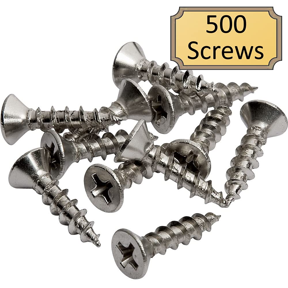 Snapklik.com : #6 X 5/8" Nickel Plated Flat Head Screws - #2 Philips ...